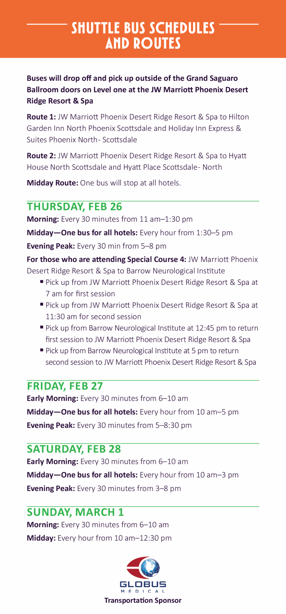 Shuttle Bus Schedules and Routes - dspnspinesummit.org